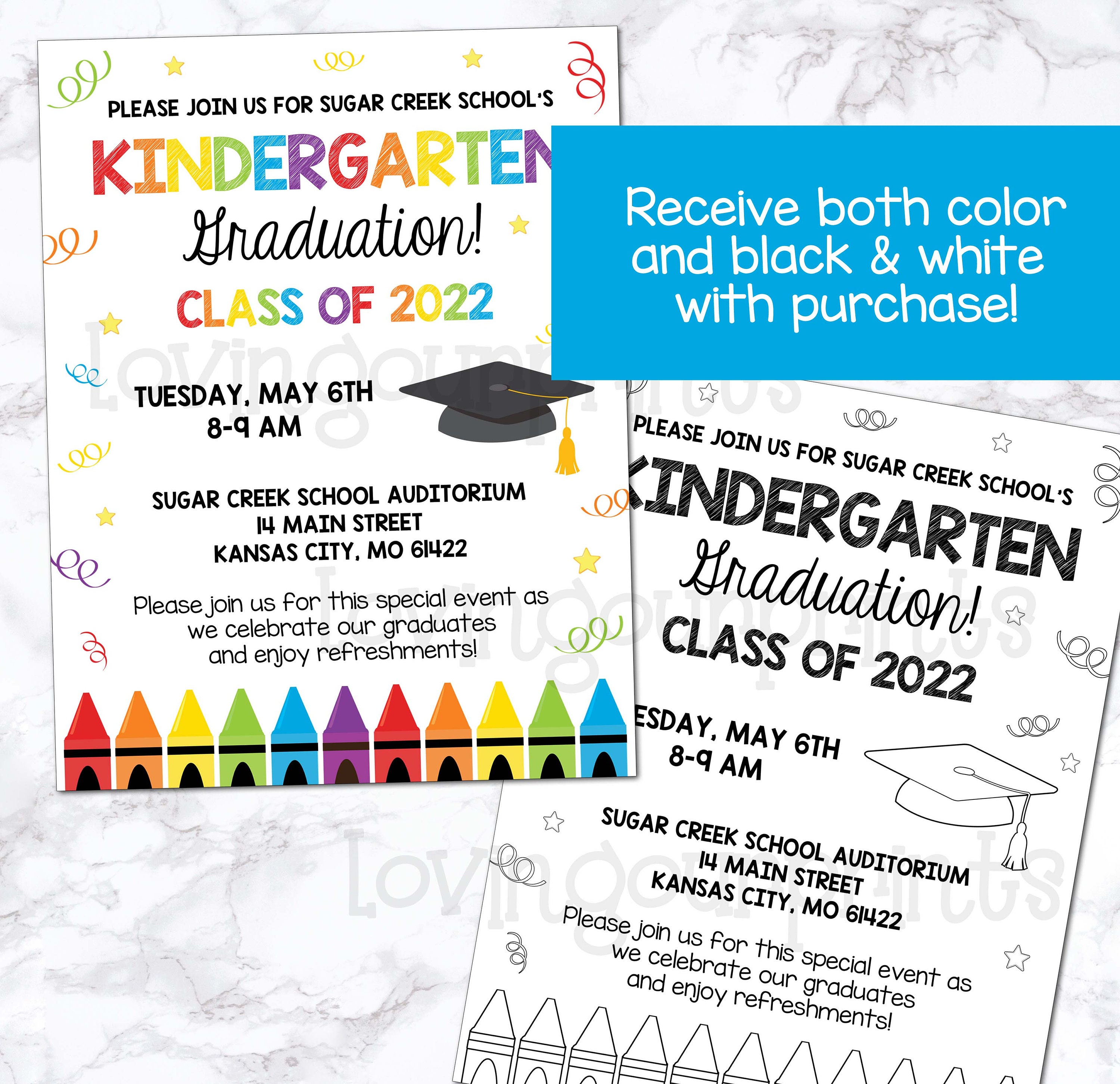 Kindergarten Graduation, Editable Kindergarten Graduation Invitation ...