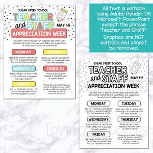 Teacher Appreciation Week Schedule, Editable Teacher Appreciation Flyer ...