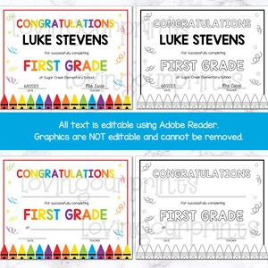 Editable First Grade Certificates First Grade Graduation - Etsy