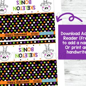 Editable Halloween Tags for Kids, Skeleton Bones Bag Topper, Halloween ...