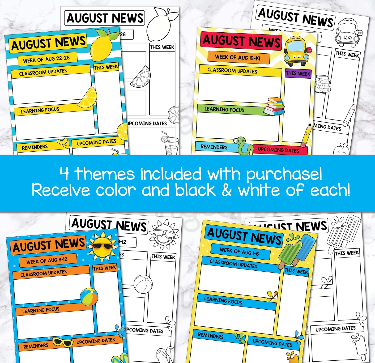 August Newsletter Teacher Newsletter Template Editable - Etsy