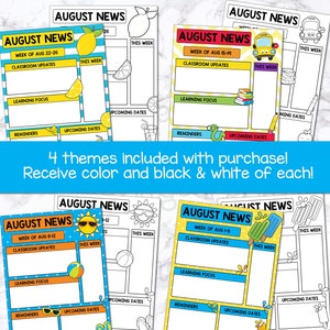 August Newsletter, Teacher Newsletter Template, Editable Teacher ...