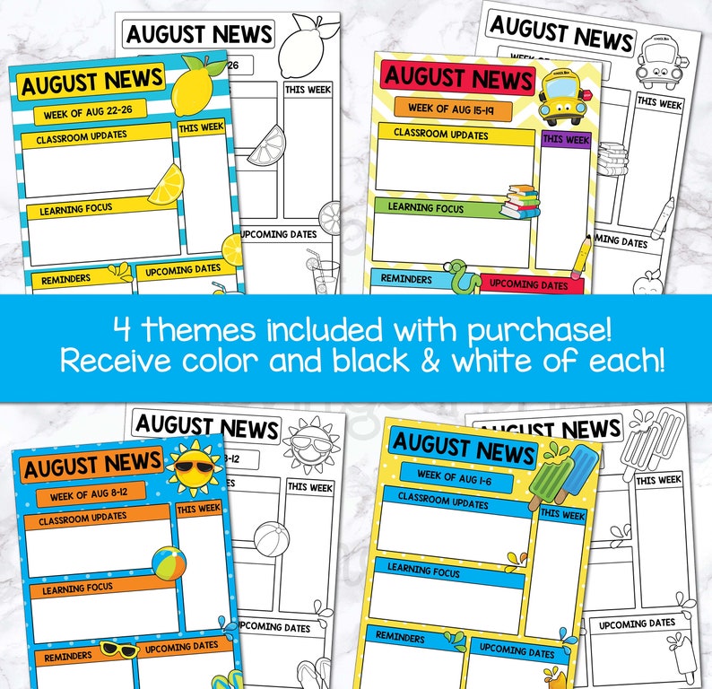 August Newsletter Teacher Newsletter Template Editable - Etsy