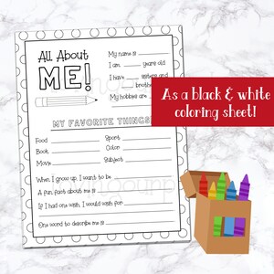 Back to School Printable, All About Me Printable, First Day of School ...