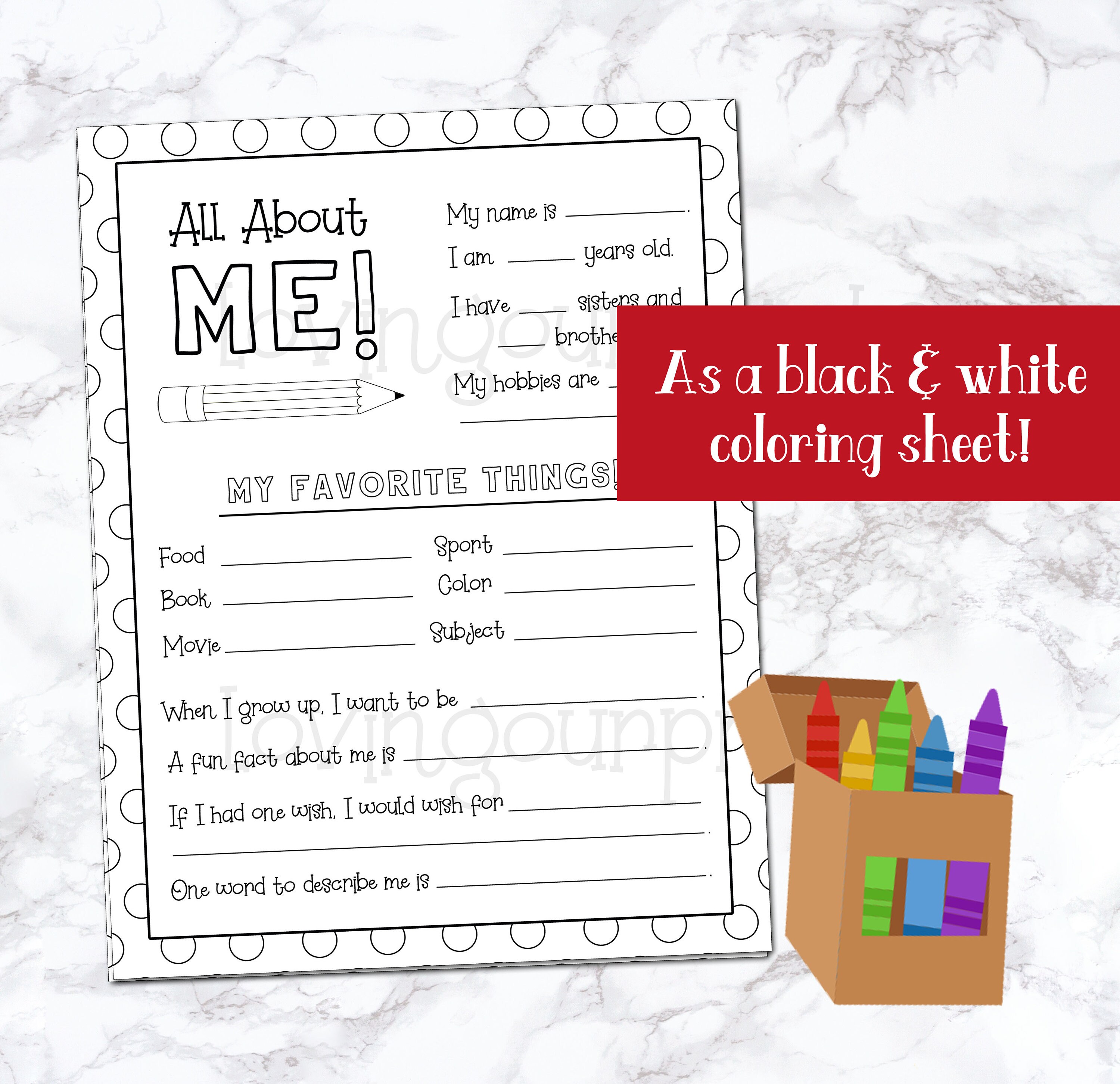 Back to School Printable All About Me Printable First Day of - Etsy