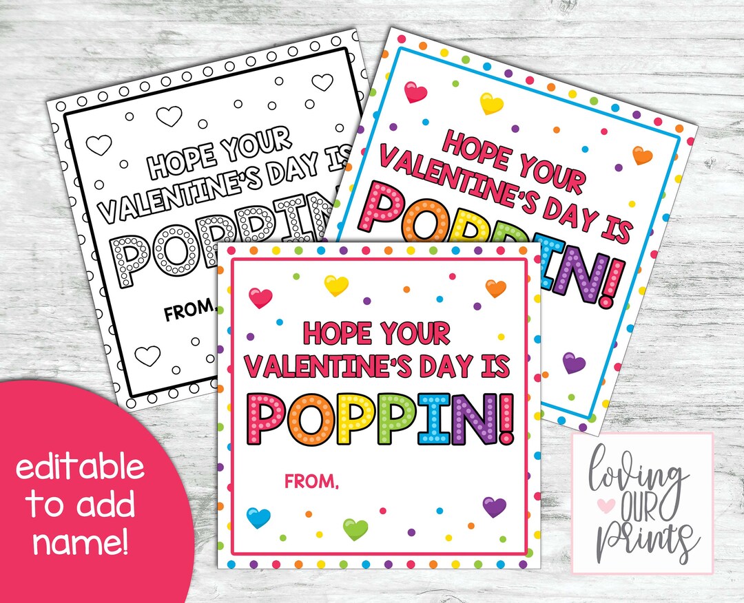 Poppin Valentines Card, Poppin Valentines Printable, Poppin Valentines ...