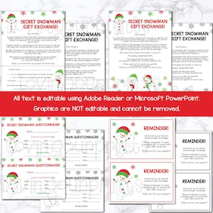 Secret Snowman, Secret Snowman Questionnaire, Secret Snowman Form ...
