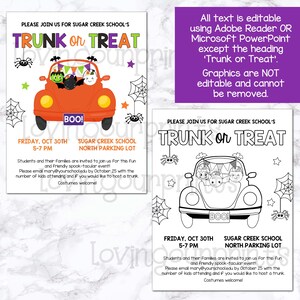 Editable Trunk or Treat Invitation, Halloween Trunk or Treat Flyer ...