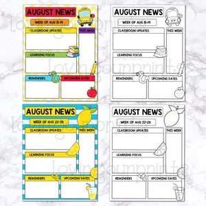 August Newsletter, Teacher Newsletter Template, Editable Teacher ...
