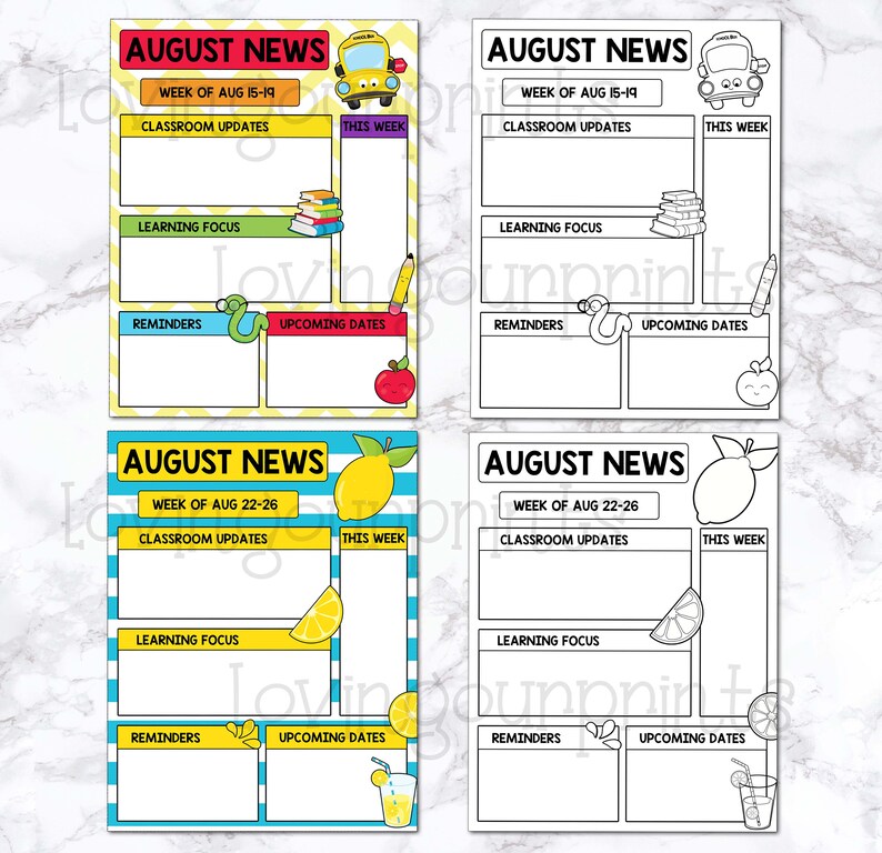 August Newsletter Teacher Newsletter Template Editable - Etsy