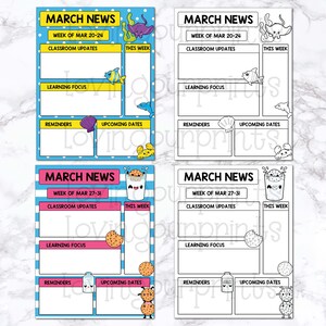 Editable March Newsletter Template, March Newsletter for Teacher ...