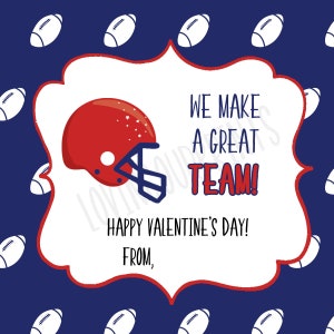 Football Valentine Card Printable Valentine Classroom - Etsy