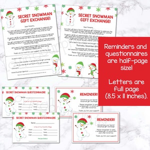 Secret Snowman, Secret Snowman Questionnaire, Secret Snowman Form ...