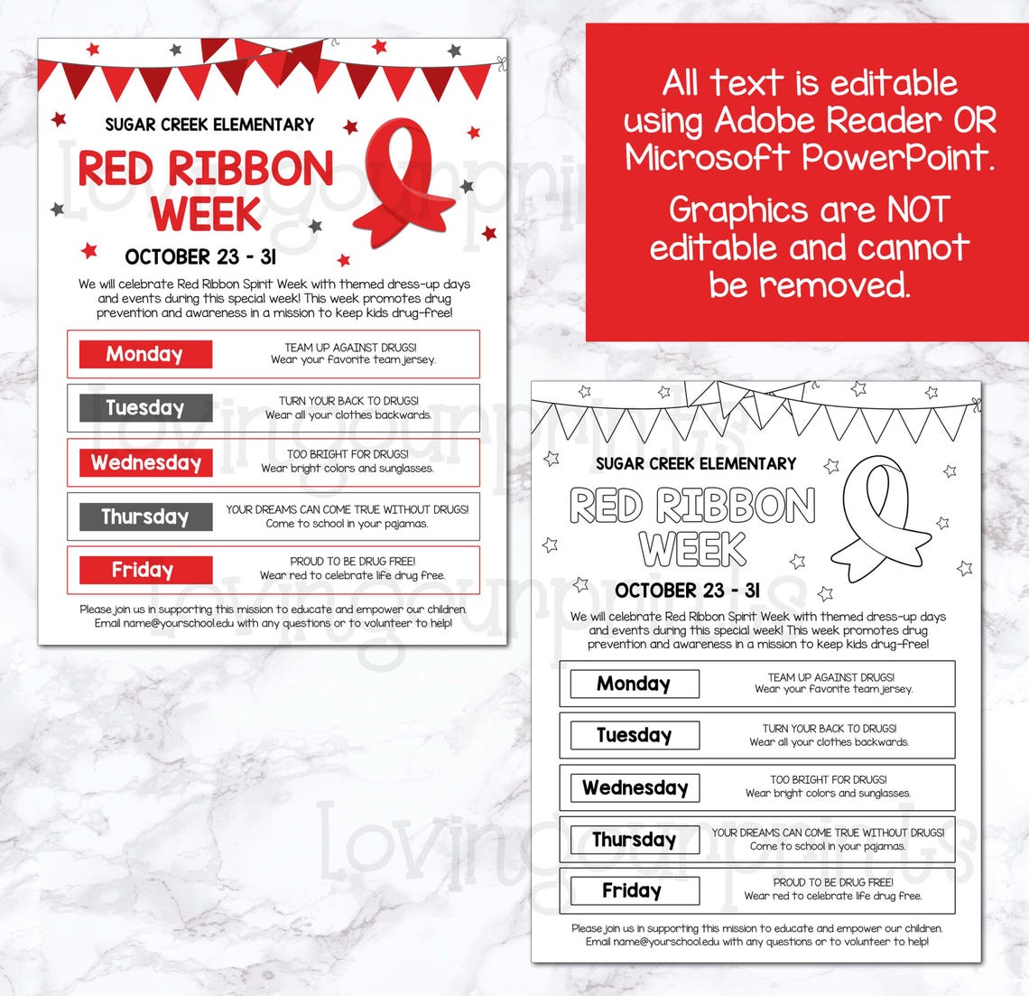 Red Ribbon Week, Editable Red Ribbon Week Flyer, Red Ribbon Week ...