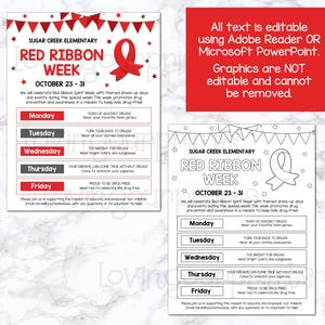 Red Ribbon Week, Editable Red Ribbon Week Flyer, Red Ribbon Week ...