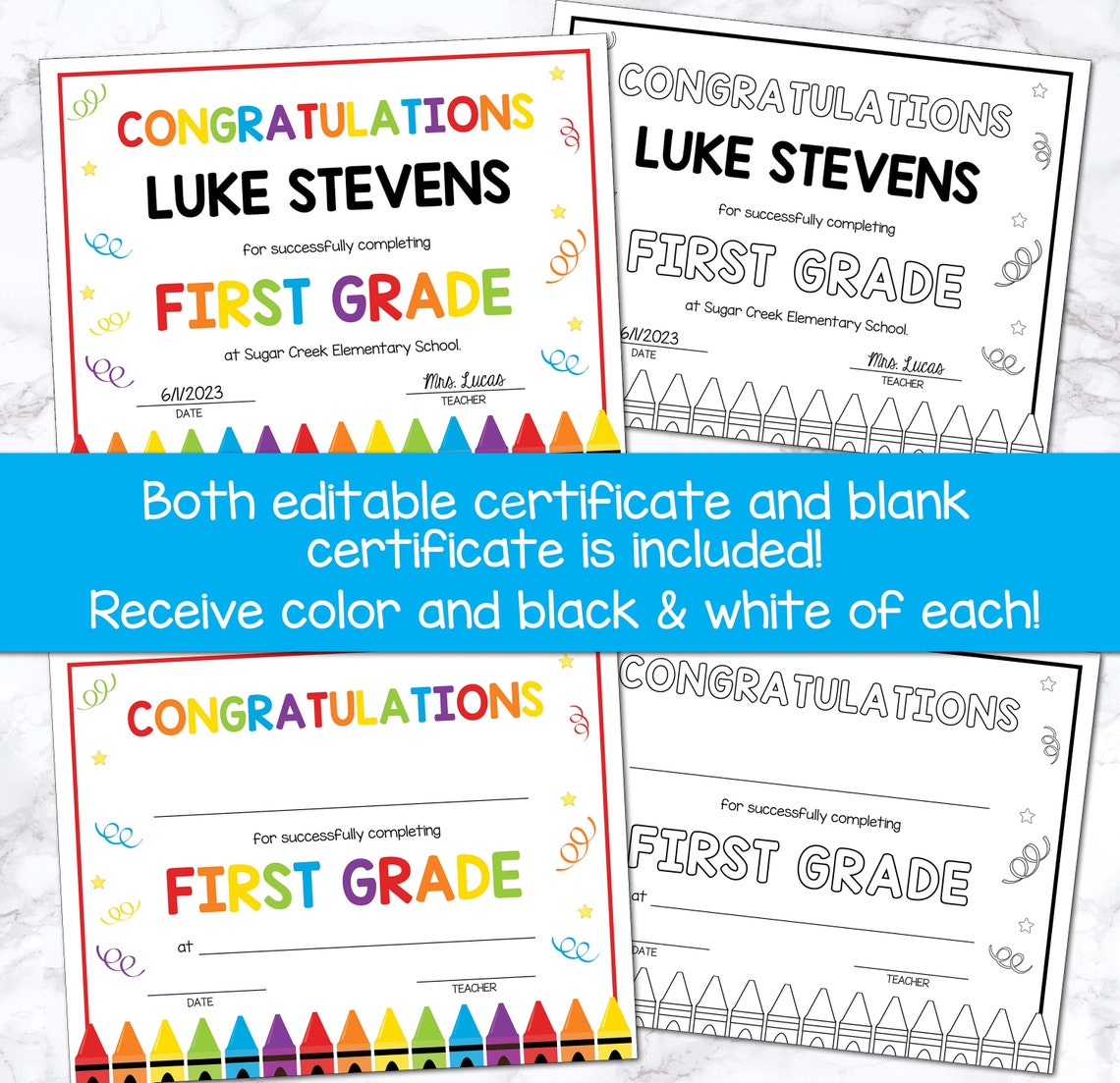 Editable First Grade Certificates, First Grade Graduation, First Grade ...
