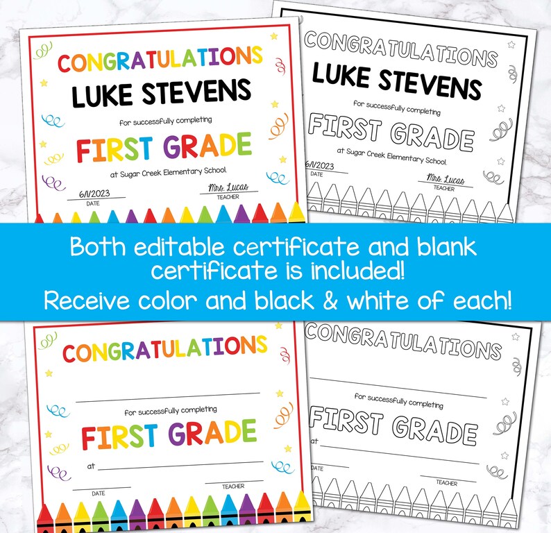 Editable First Grade Certificates, First Grade Graduation, First Grade ...