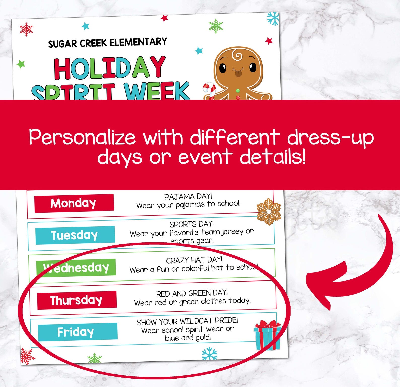 Holiday Spirit Week Flyer, Holiday Spirit Week, Editable Holiday Spirit ...