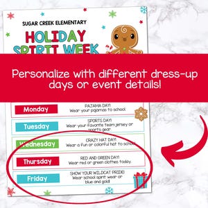 Holiday Spirit Week Flyer, Holiday Spirit Week, Editable Holiday Spirit ...