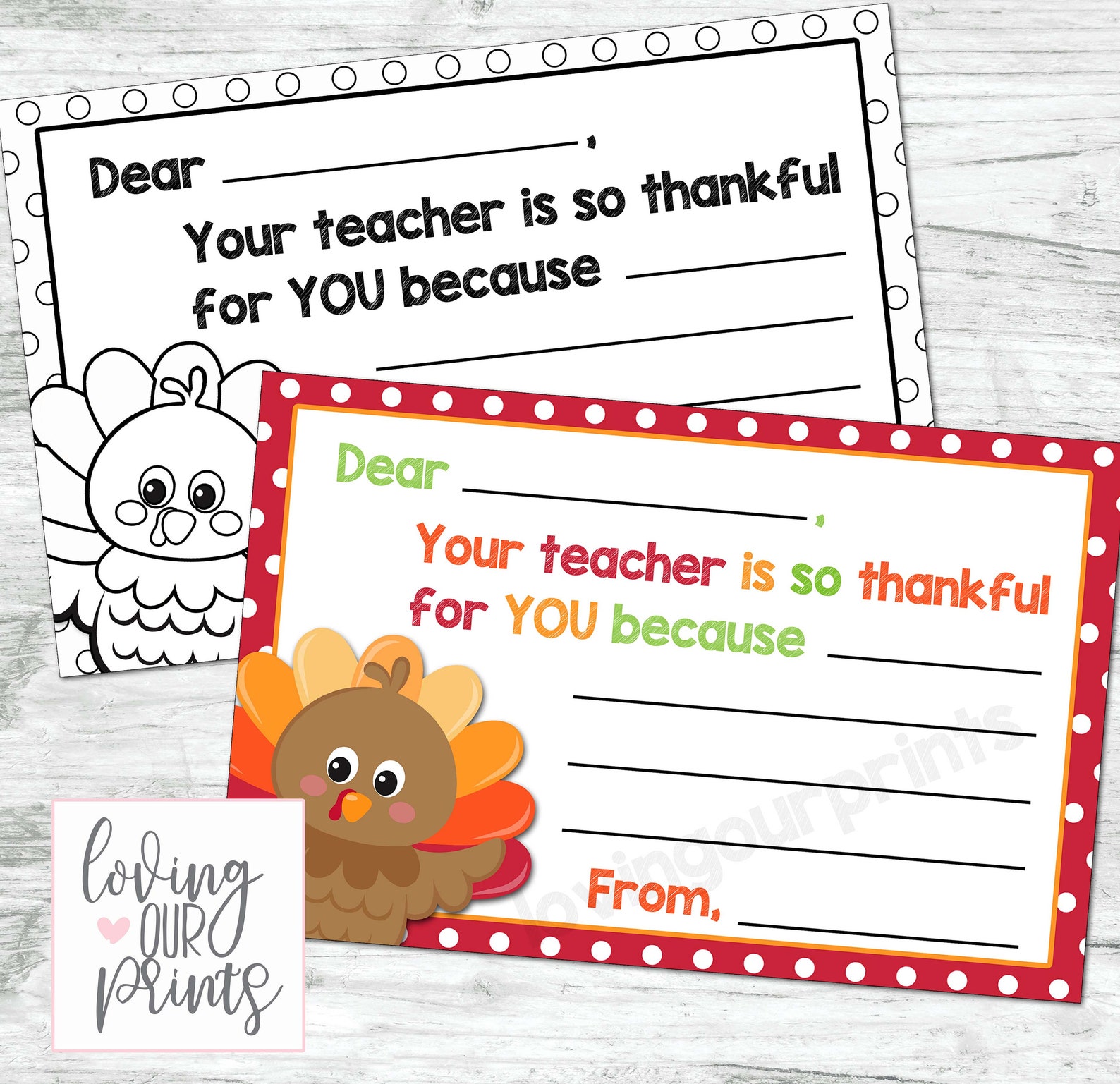 I Am Thankful for Printable Cards Your Teacher is Thankful | Etsy