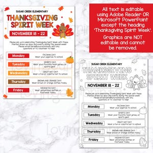 Thanksgiving Spirit Week Flyer, Thanksgiving Spirit Week, Thanksgiving ...