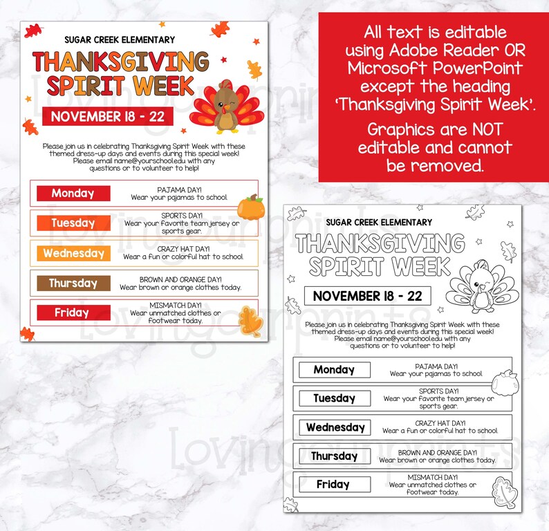 Thanksgiving Spirit Week Flyer, Thanksgiving Spirit Week, Thanksgiving ...