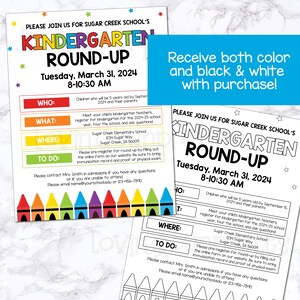 Kindergarten Roundup School Flyer Template, Kindergarten Enrollment ...