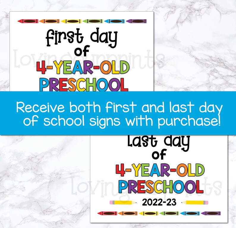 First Day of 4 Year Old Preschool Sign First Day of - Etsy