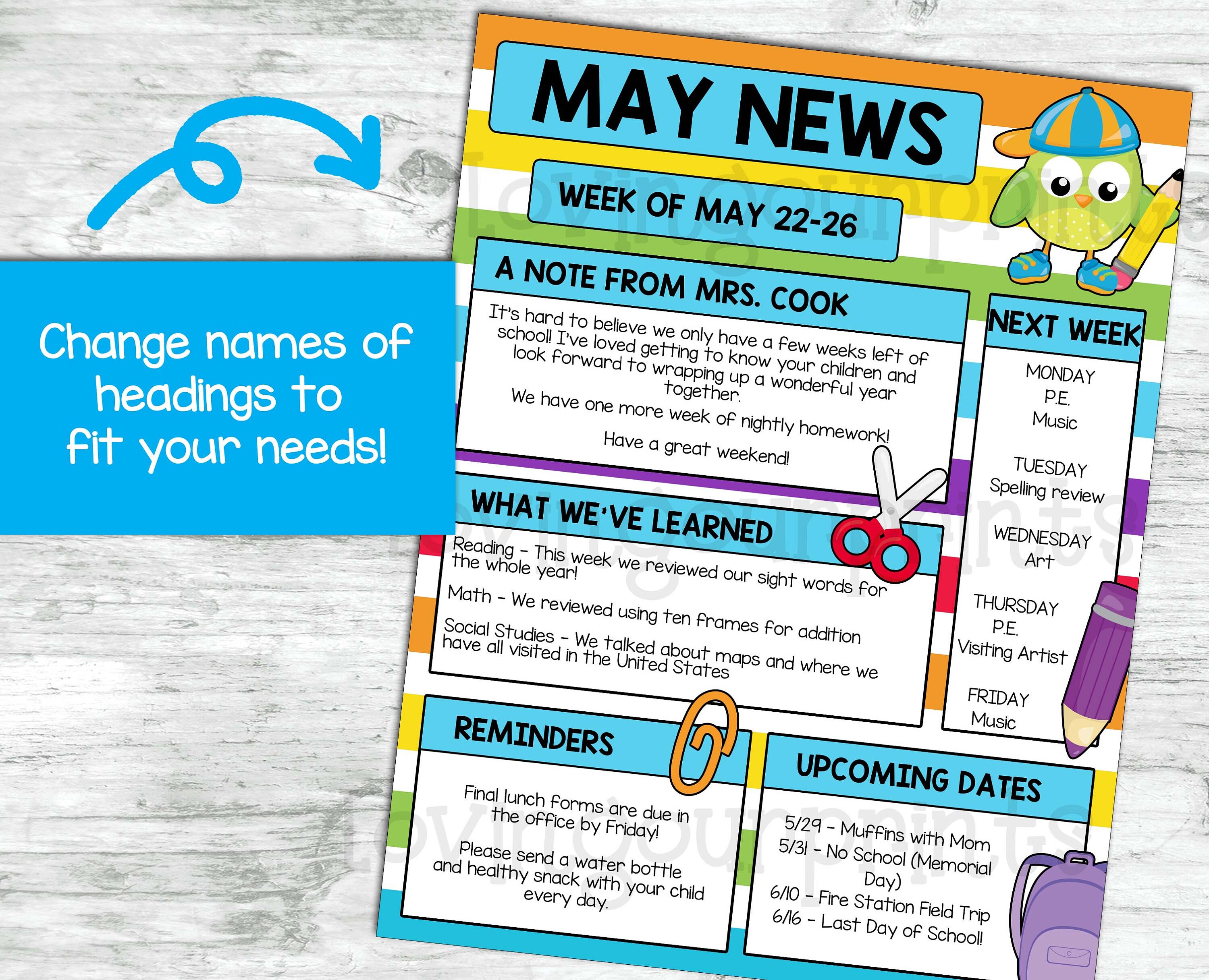 Editable May Newsletter Template, Editable Newsletter Template ...