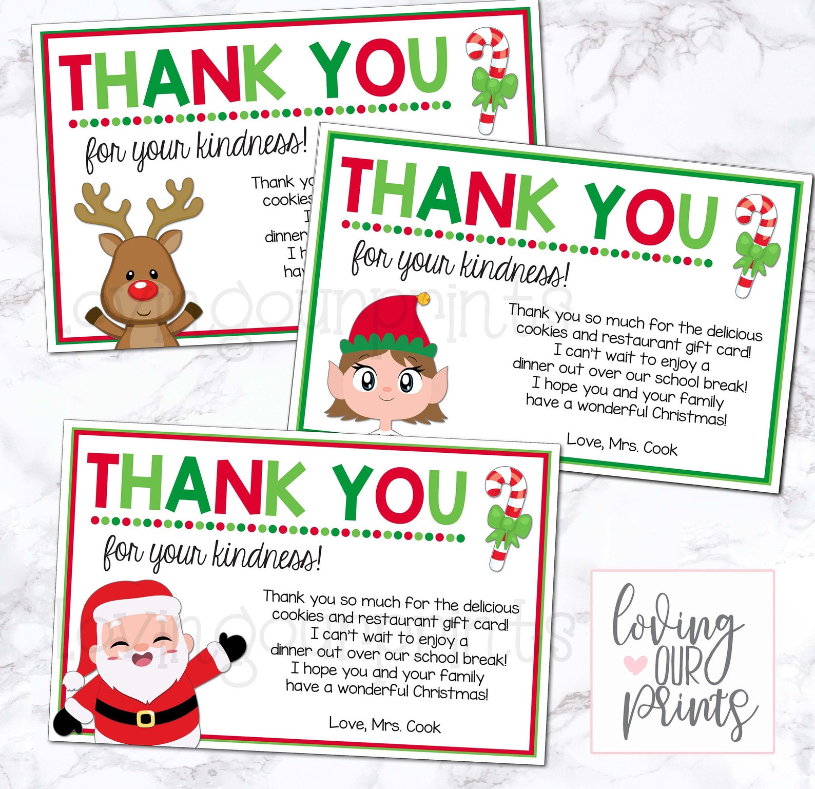 Christmas Thank You Notes Christmas Thank You Note From - Etsy