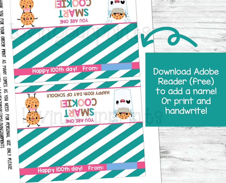 You Are One Smart Cookie, 100th Day of School Treat Bag Toppers ...