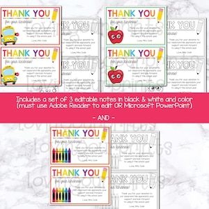 Thank You Note From Teacher, Editable Thank You, Back to School Thank ...