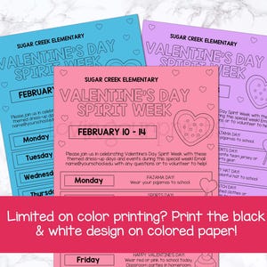 Valentine Spirit Week Flyer, Valentine Spirit Week Preschool, Valentine ...