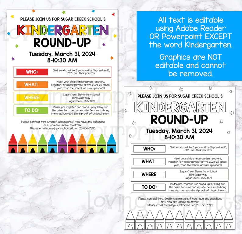 Kindergarten Roundup School Flyer Template, Kindergarten Enrollment ...