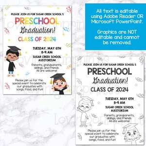 Preschool Graduation Invitation Editable, Preschool Graduation Flyer ...