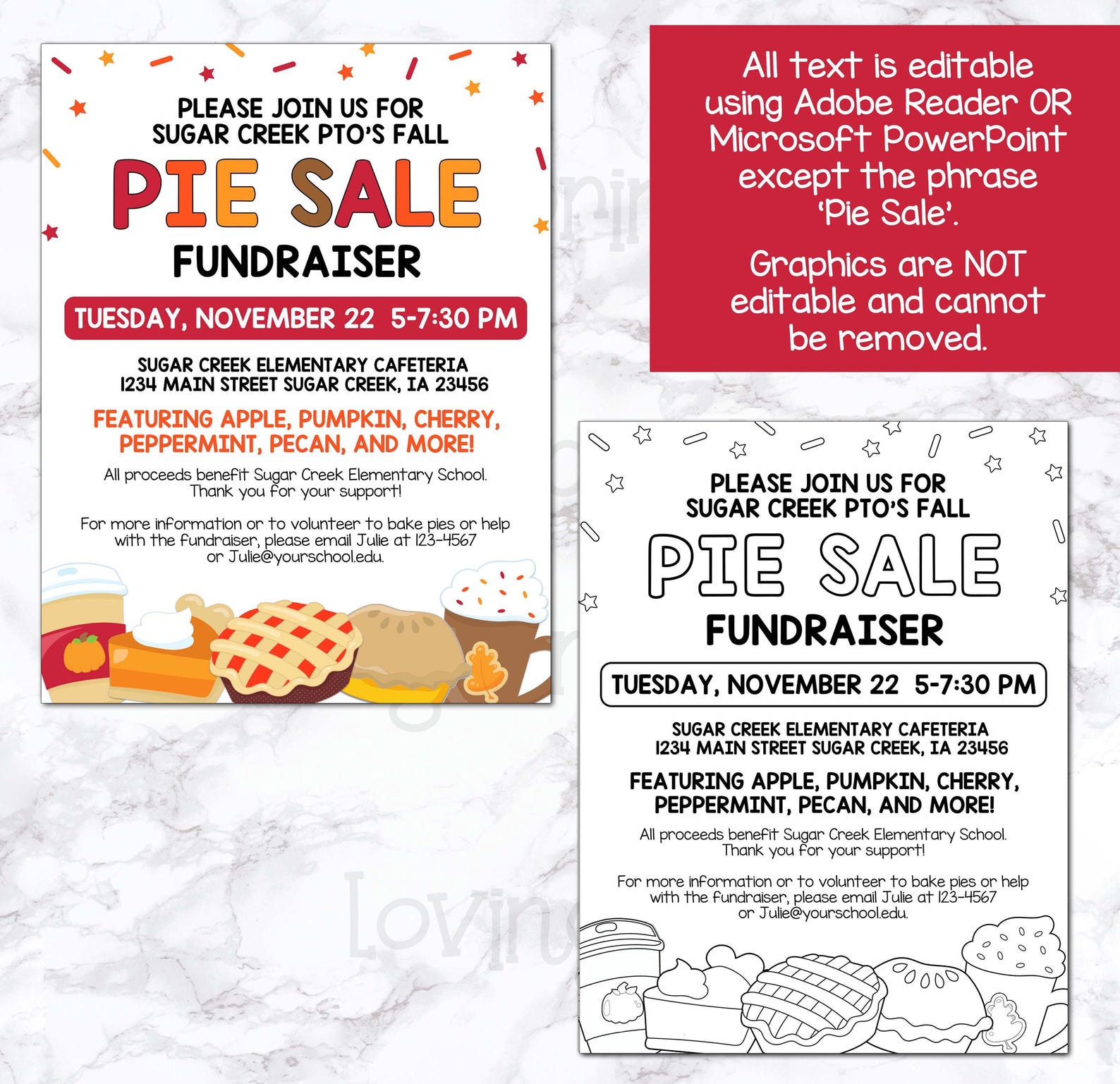 Editable Pie Sale Flyer, Pie Fundraiser Flyer, Pie Fundraiser ...