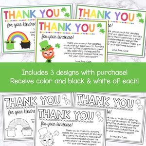 St Patricks Day Thank You Card, St Patricks Day Thank You, Editable St ...