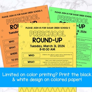Editable Preschool Registration Flyer, Preschool Roundup School Flyer ...