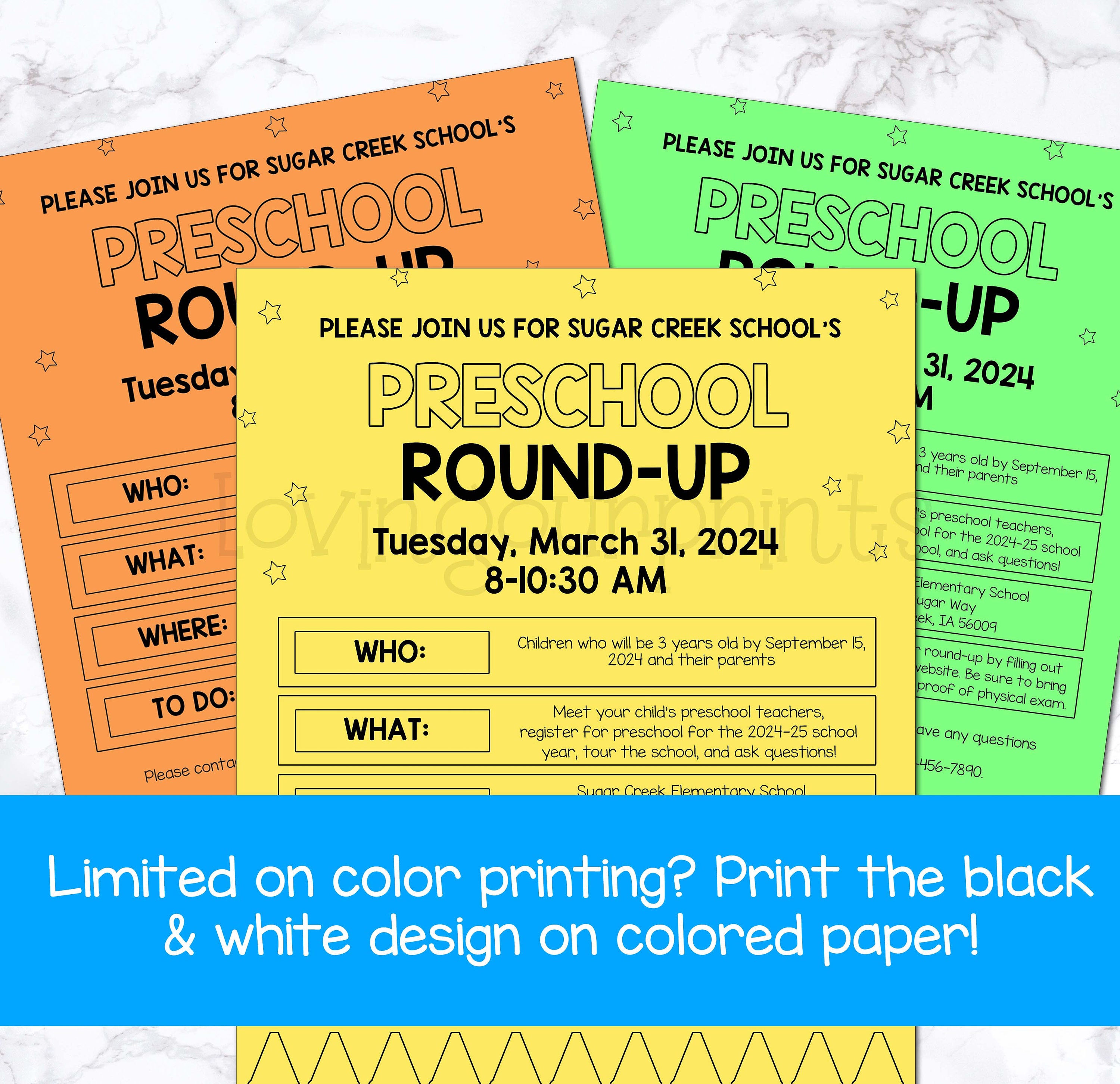 Editable Preschool Registration Flyer, Preschool Roundup School Flyer ...