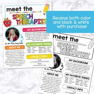Meet the Speech Therapist, Meet the SLP Template Editable, Meet the SLP ...