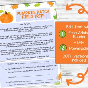 Pumpkin Patch Field Trip, Editable Pumpkin Patch Field Trip Form ...