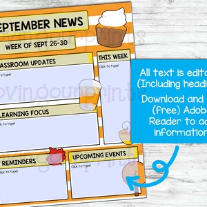 September Newsletter Template, Teacher Newsletter, Newsletter Template ...