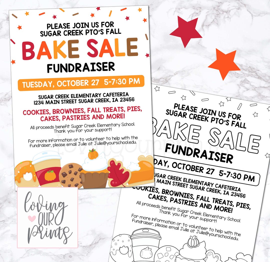 Editable Fall Bake Sale Flyer, Fall Bake Sale, Fall Fundraiser Flyer ...