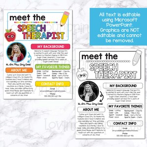 Meet the Speech Therapist, Meet the SLP Template Editable, Meet the SLP ...