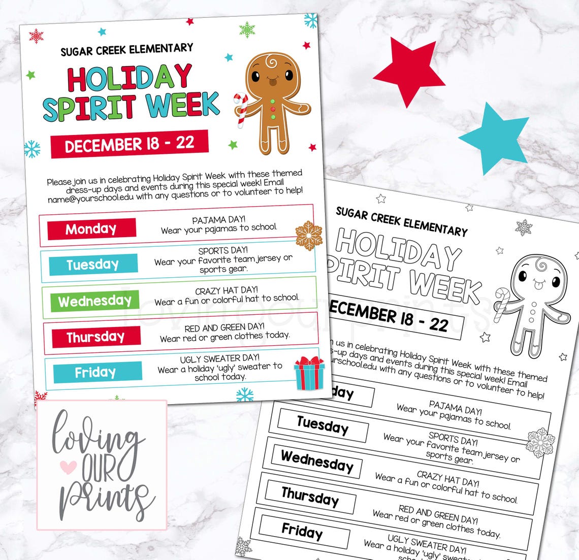Holiday Spirit Week Flyer, Holiday Spirit Week, Editable Holiday Spirit ...