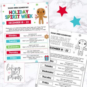 Holiday Spirit Week Flyer, Holiday Spirit Week, Editable Holiday Spirit ...