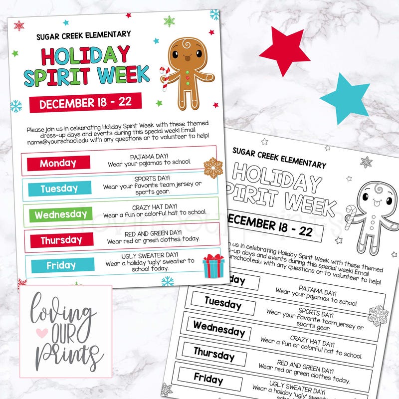 Holiday Spirit Week Flyer - Etsy