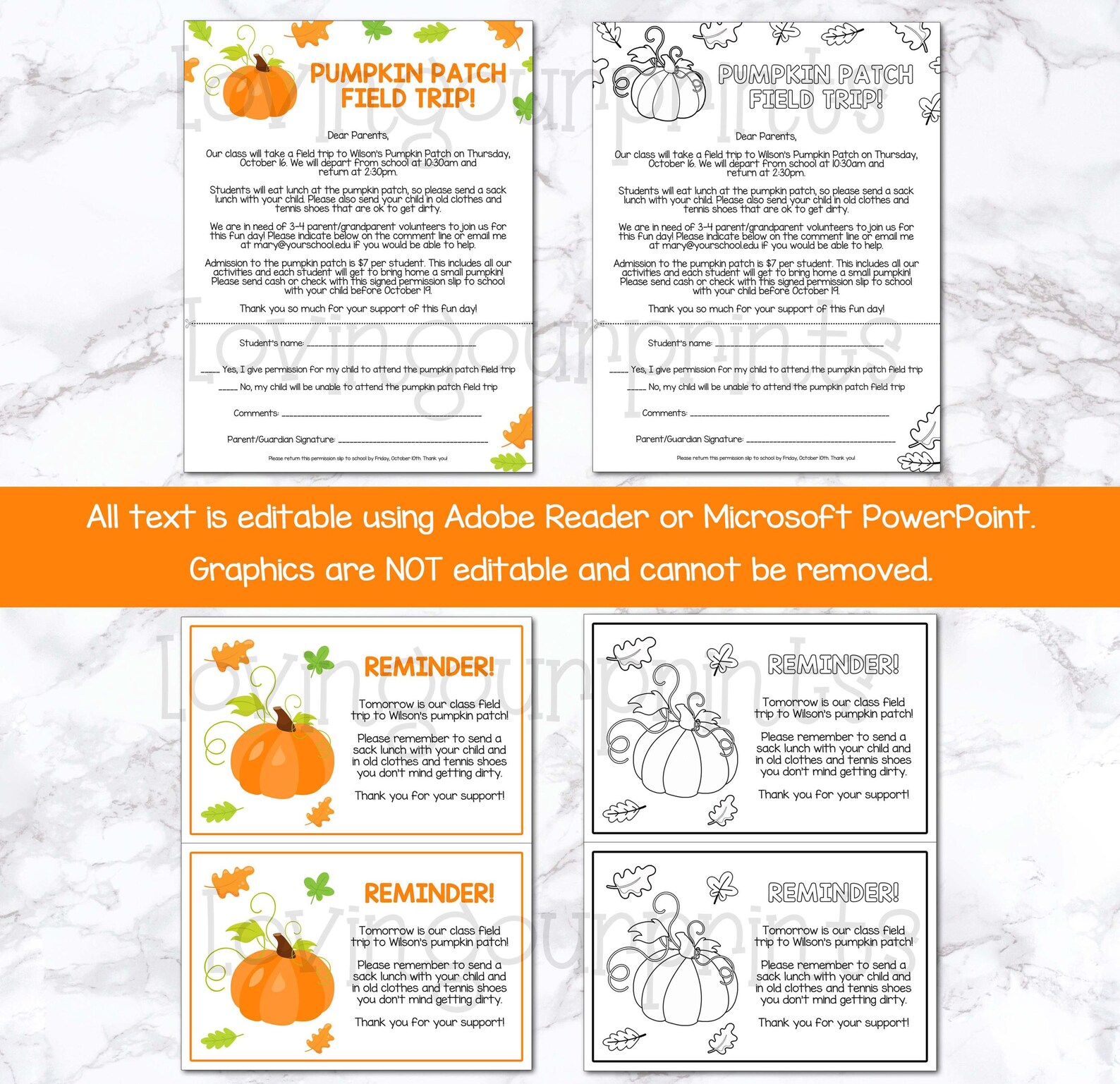 Pumpkin Patch Field Trip, Editable Pumpkin Patch Field Trip Form ...