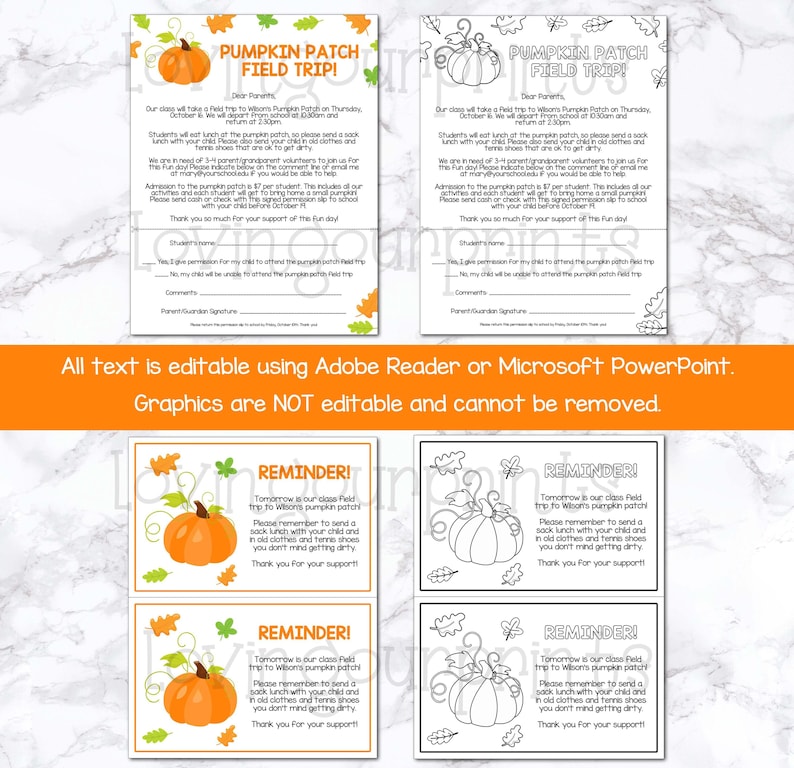 Pumpkin Patch Field Trip, Editable Pumpkin Patch Field Trip Form ...