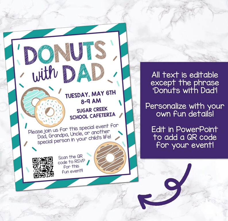 Donuts With Dad, Donuts With Dad Flyer, Donuts With Dad Editable ...